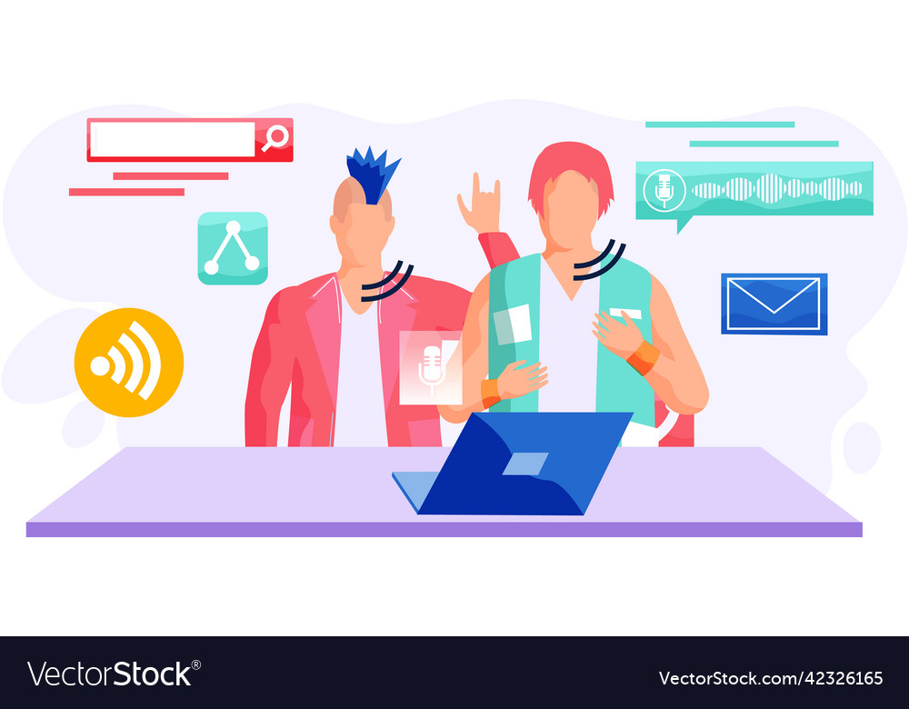 Voice assistant smart speaker virtual assistant Vector Image Voice assistant smart speaker virtual assistant Vector Image