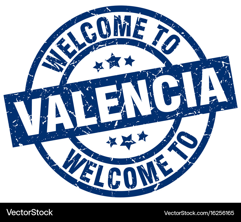 Welcome to valencia blue stamp Royalty Free Vector Image