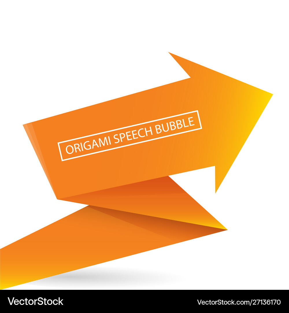 Abstract orange origami speech bubble or banner Vector Image