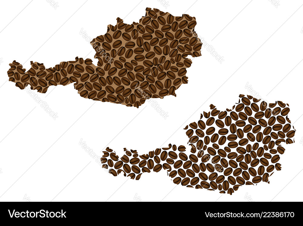 Austria - map of coffee bean Royalty Free Vector Image
