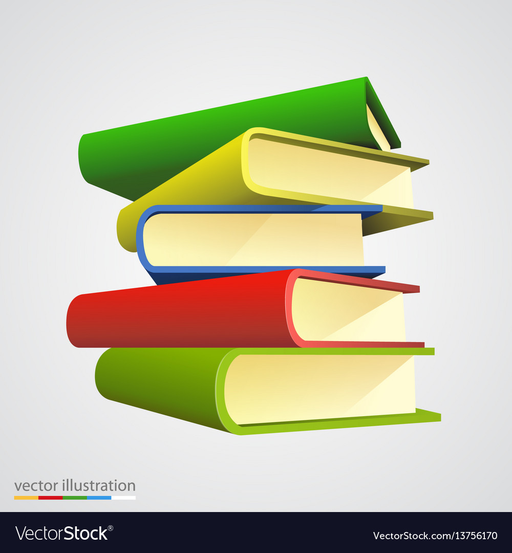 Book stack on white background Royalty Free Vector Image