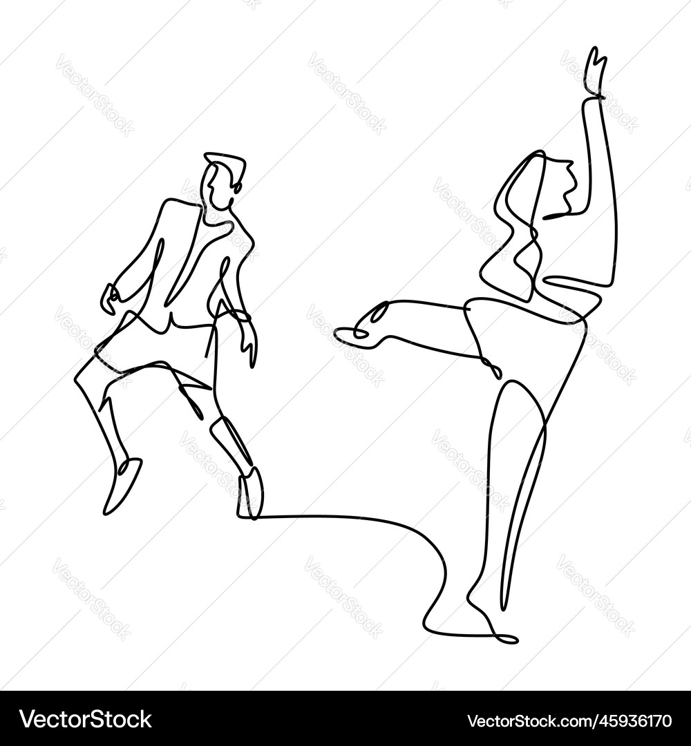 Continuous one line drawing of people dancer Vector Image