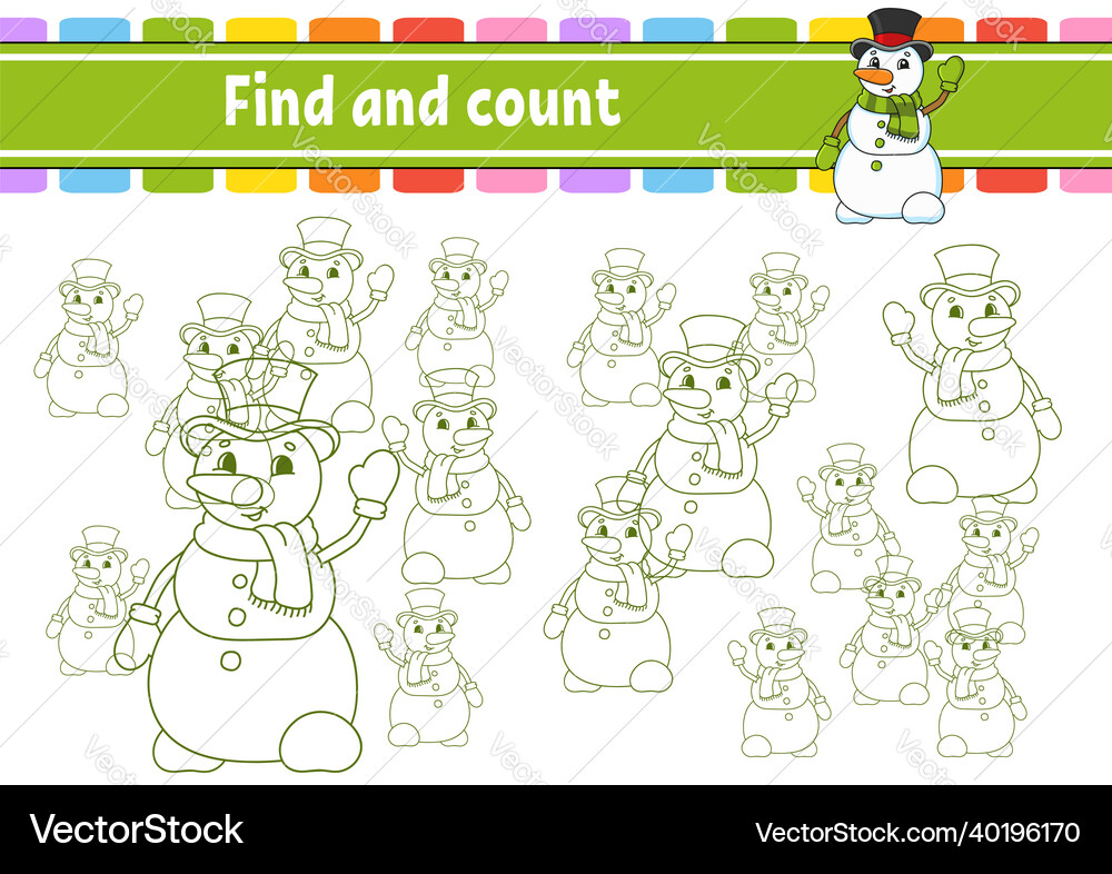 Find and count education developing worksheet Vector Image