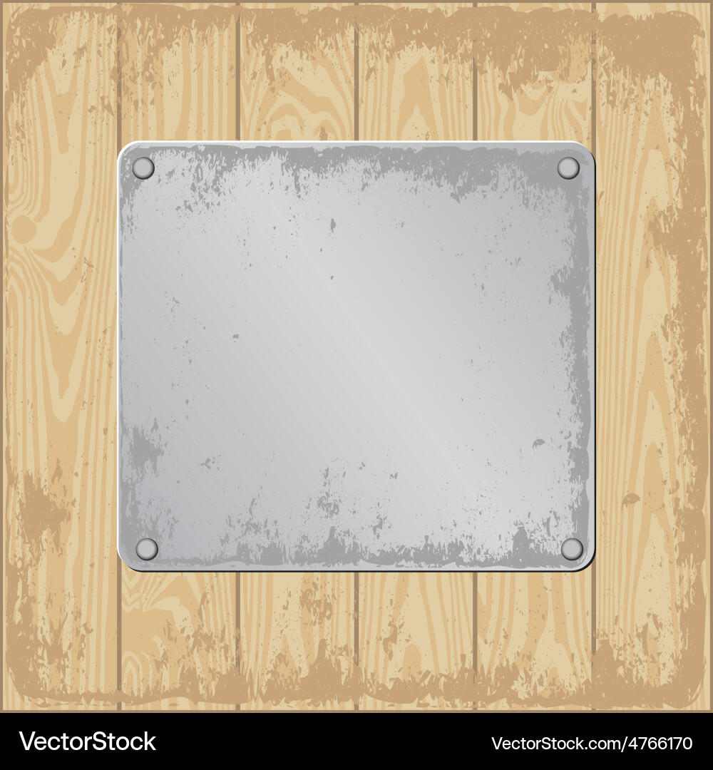 Grunge wooden background with plaque Royalty Free Vector