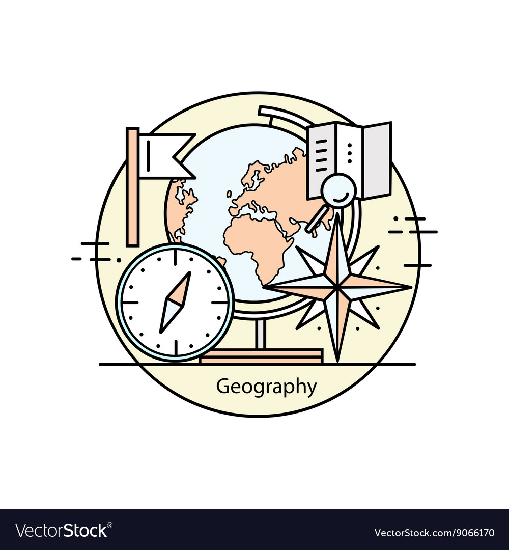Modern color thin line concept geography Vector Image Modern color thin line concept geography Vector Image