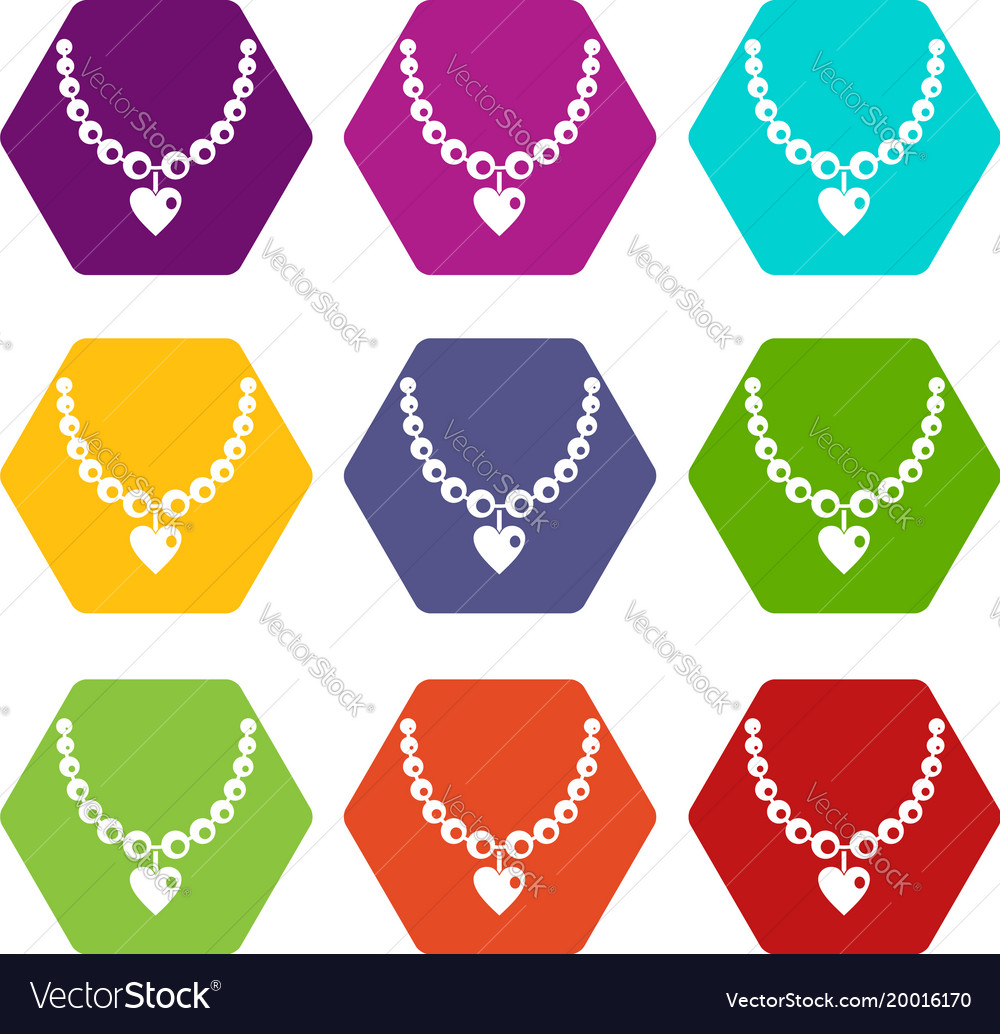 Necklace icon set color hexahedron Royalty Free Vector Image