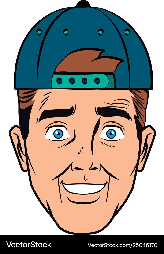 Pop art man face cartoon Royalty Free Vector Image