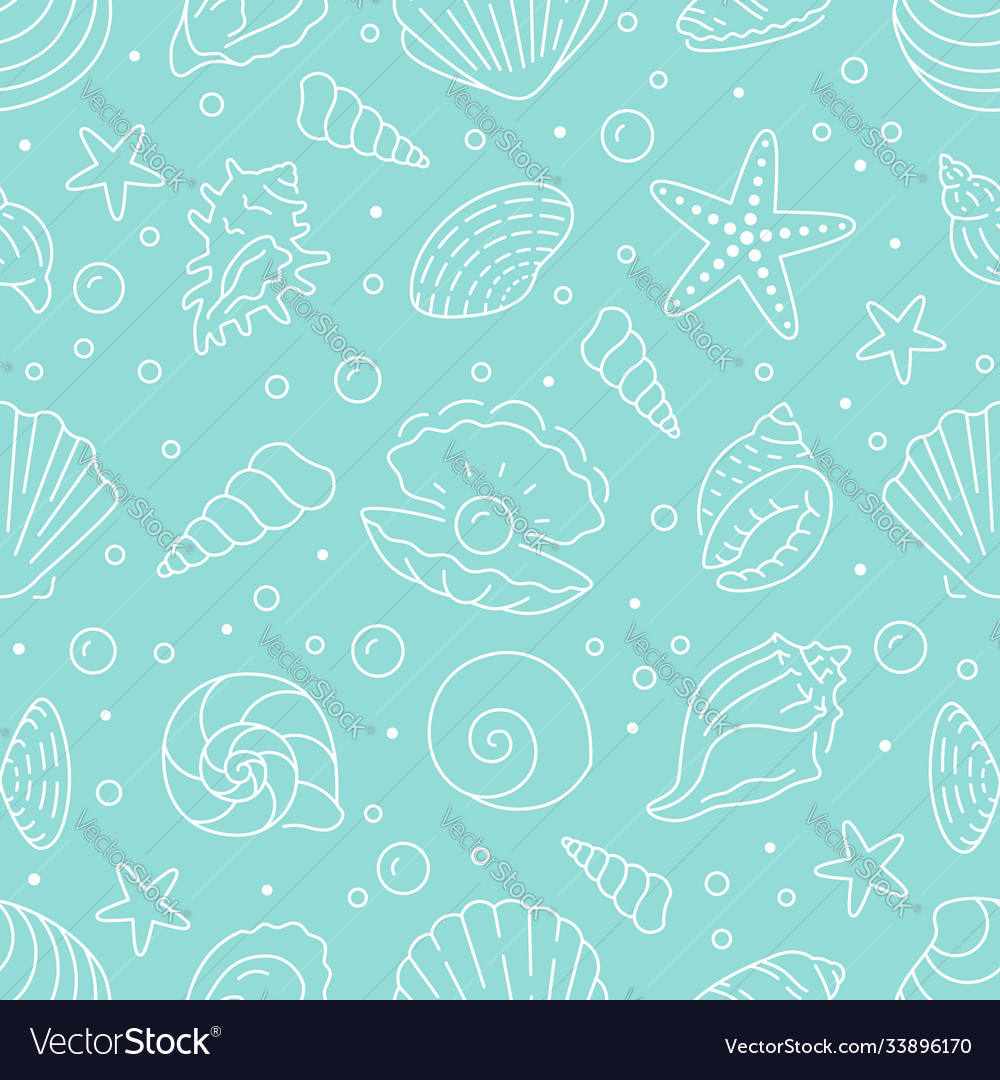 Seashell seamless pattern background Royalty Free Vector