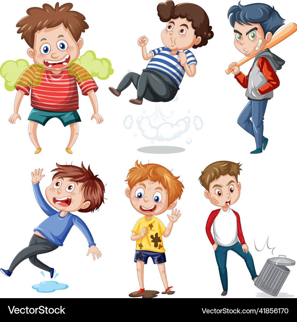 Set of young people doing different actions Vector Image