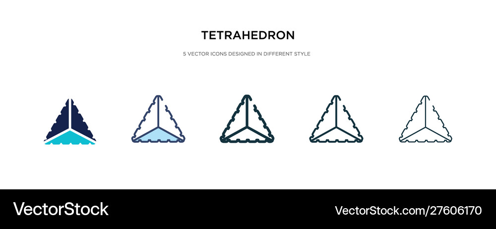Tetrahedron icon in different style two colored Vector Image