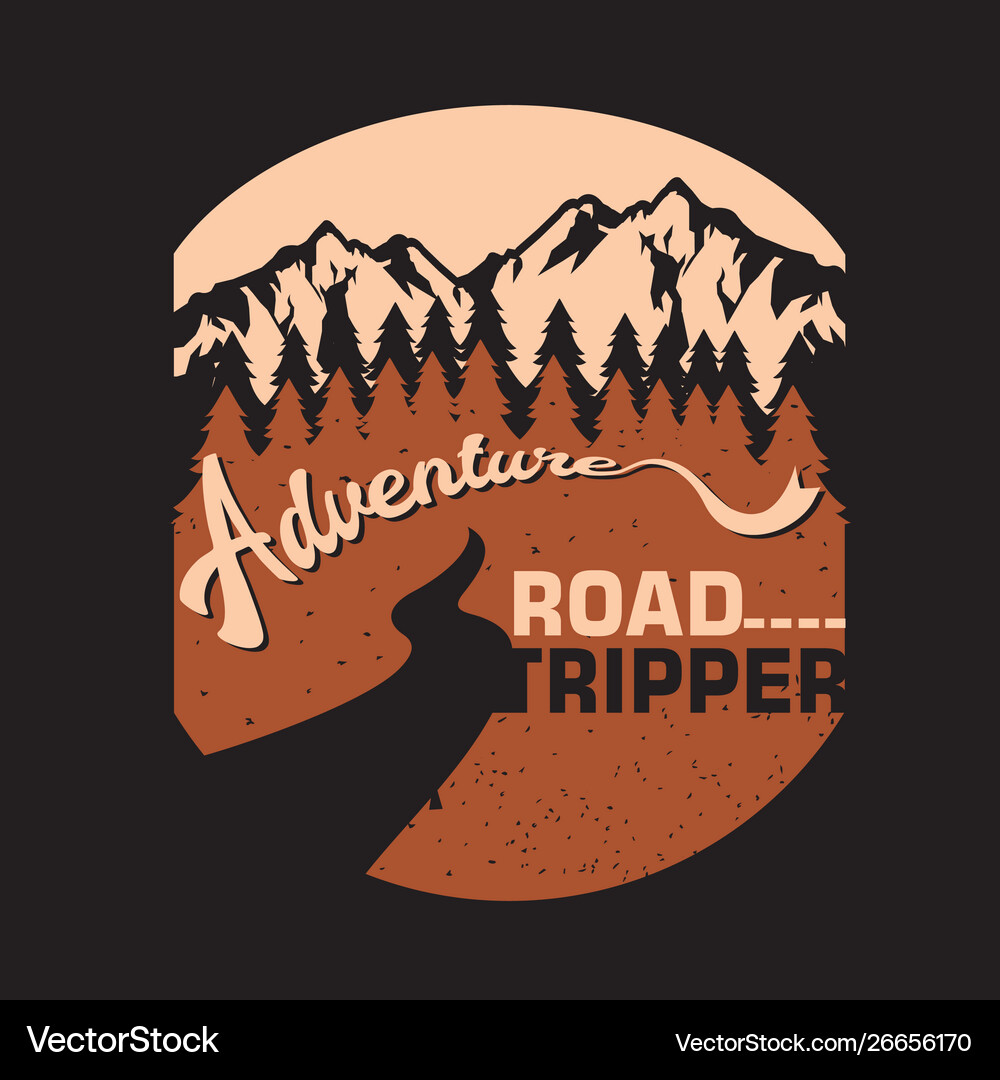 Vintage adventure road tripper mountain Royalty Free Vector