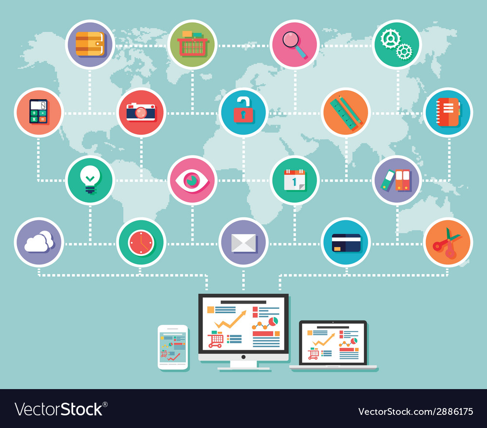 Collection of flat design icons computer Vector Image