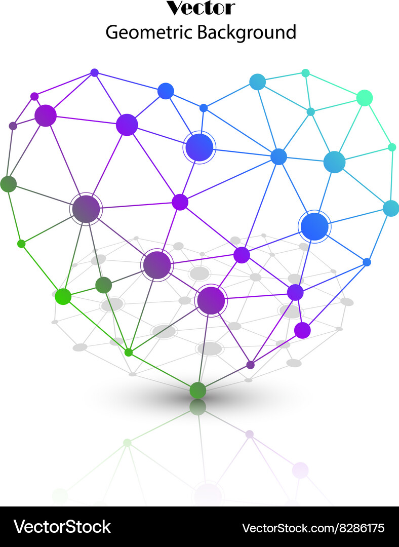 Colorful heart made of connected points Royalty Free Vector
