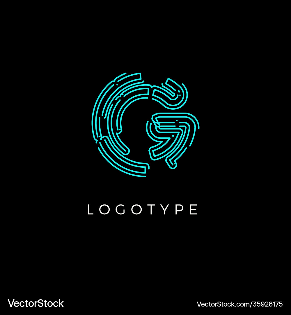 Cyber letter g for digital technology logo concept