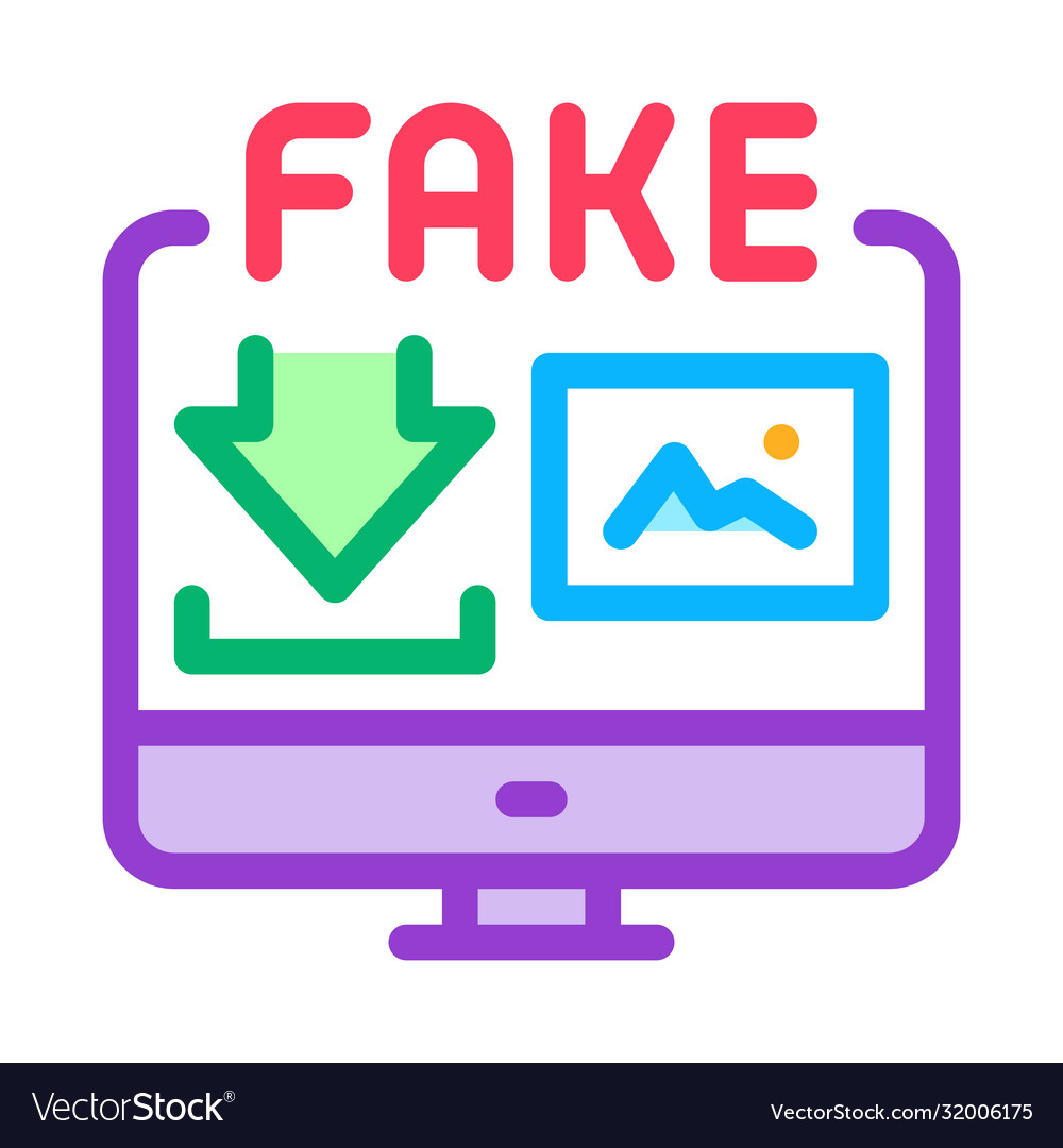 Downloading fake image icon outline Royalty Free Vector