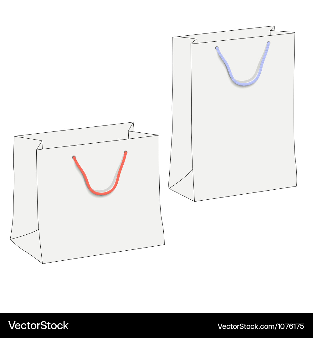 Drawing two white shopping paper bags Royalty Free Vector