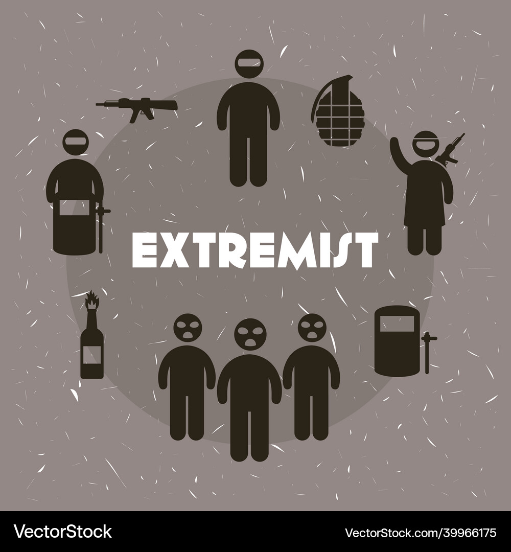 Eight extremists silhouettes icons Royalty Free Vector Image