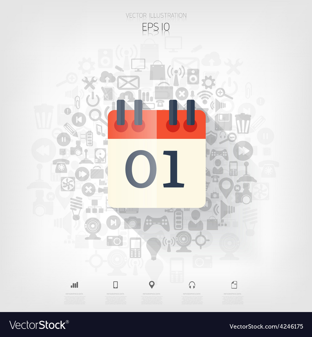 Flat calendar icon date and time background Vector Image