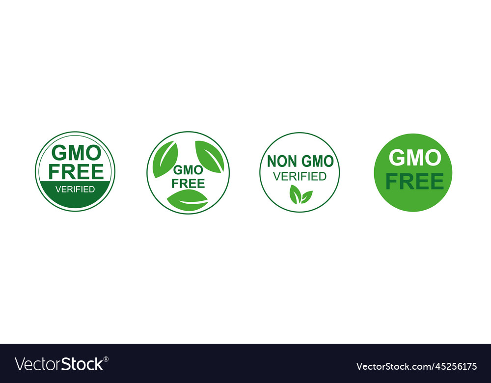 Gmo free icons non label set healthy organic Vector Image