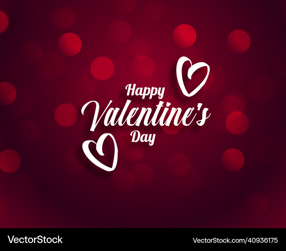 Happy valentines day red bokeh background Vector Image