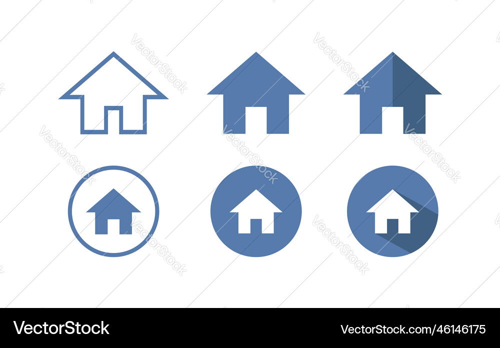 Home address flat line round business web icon set
