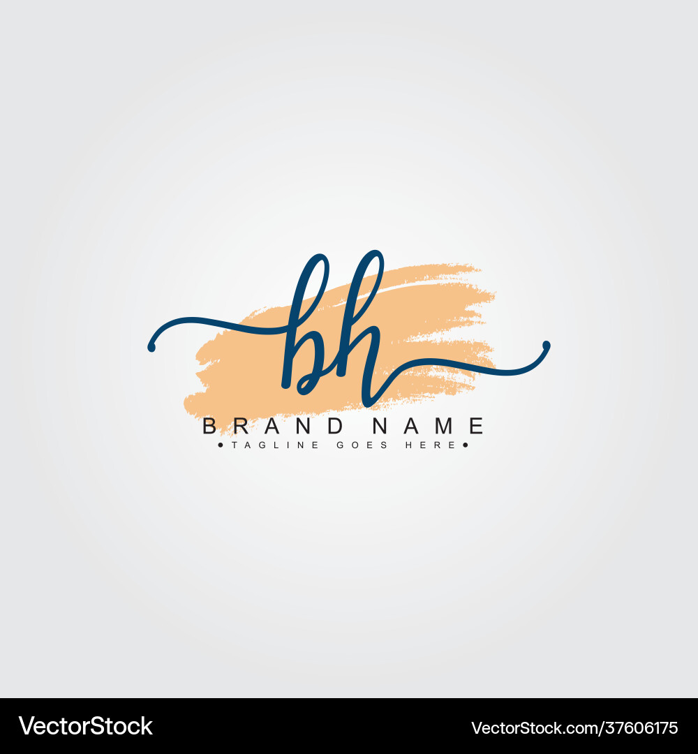 Initial letter bh logo - handwritten signature Vector Image