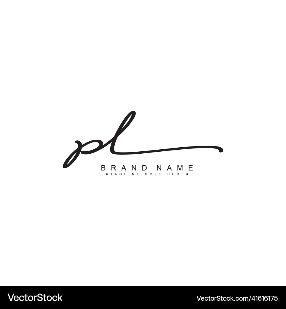 Initial letter pl logo - hand drawn signature Vector Image