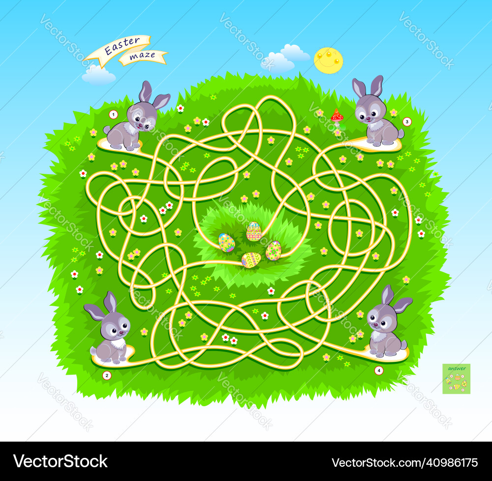 Logic puzzle game with labyrinth for children Vector Image