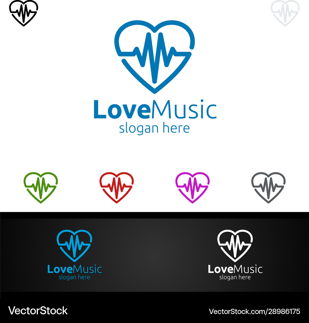 Love music logo with note and concept Royalty Free Vector