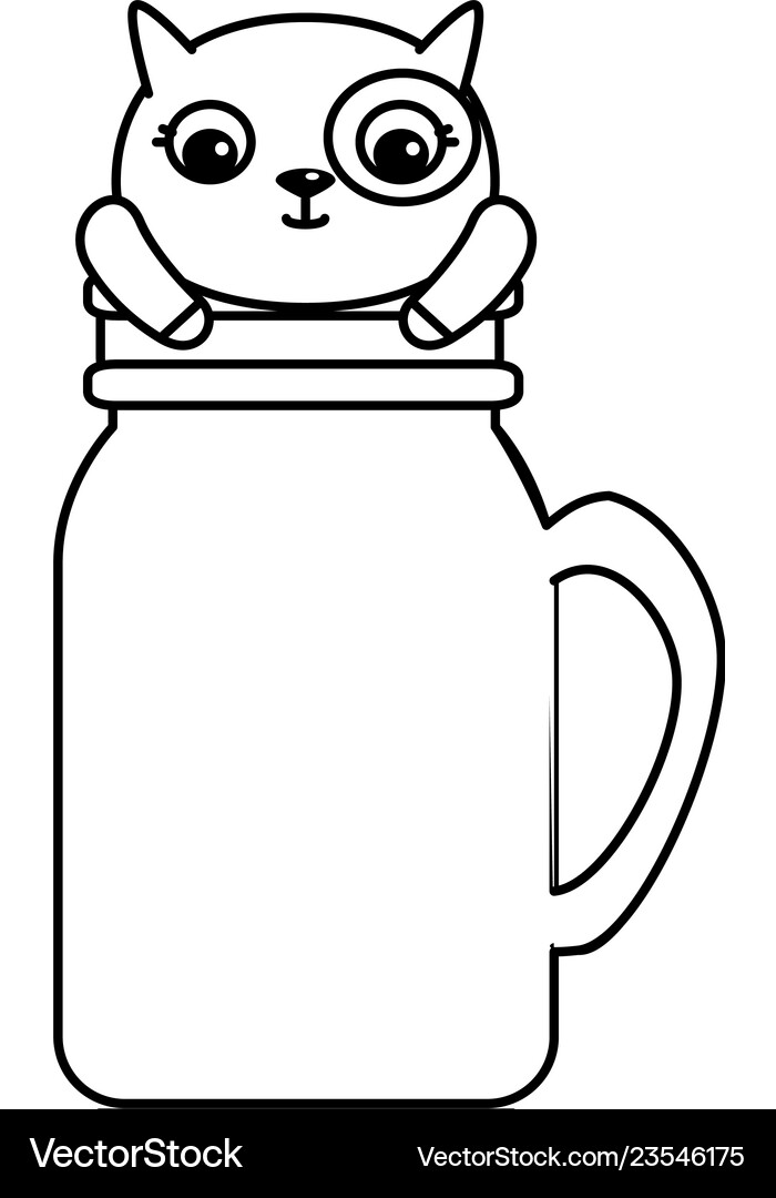 Mason jar glass with cute cat Royalty Free Vector Image