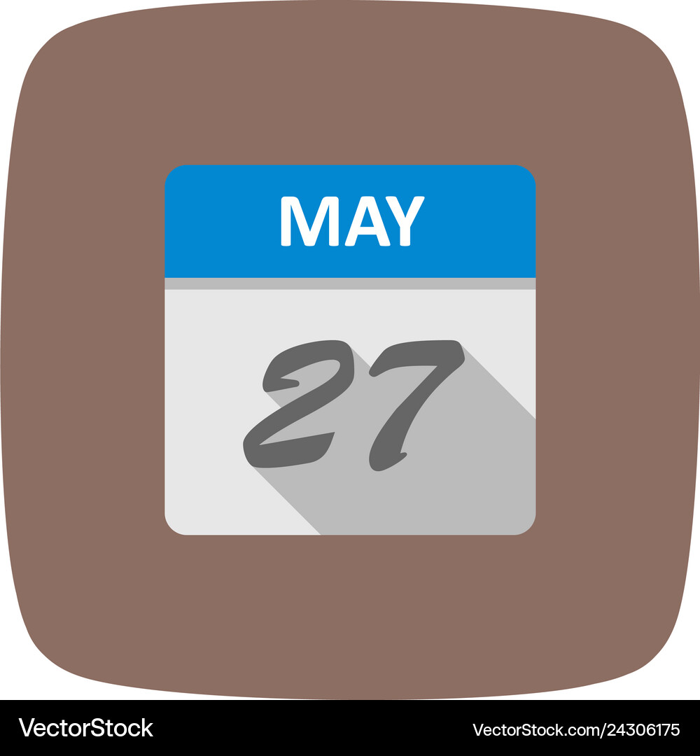 May 27th date on a single day calendar Royalty Free Vector