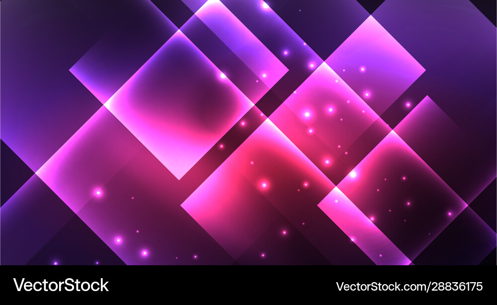 Neon shiny color squares on black modern template Vector Image
