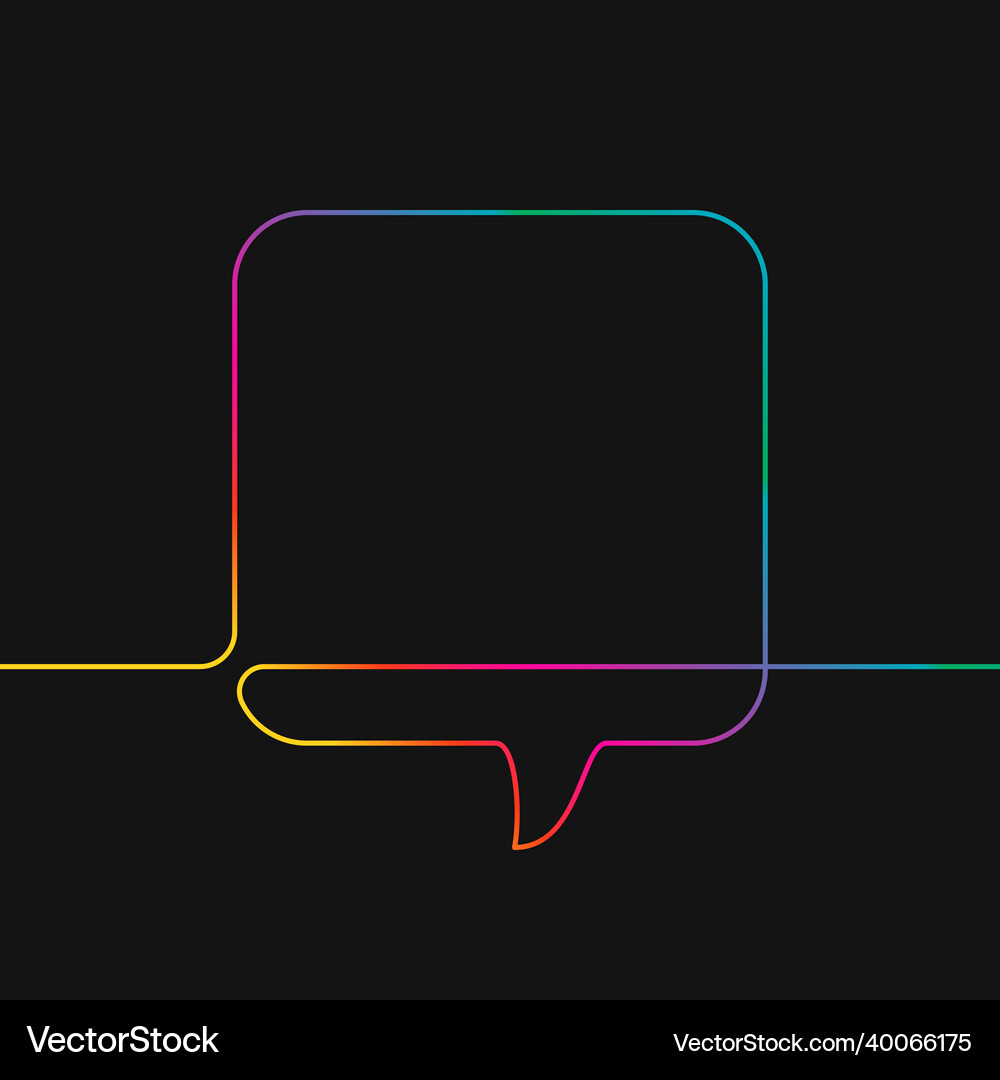 One line drawing of square speech bubble rainbow Vector Image