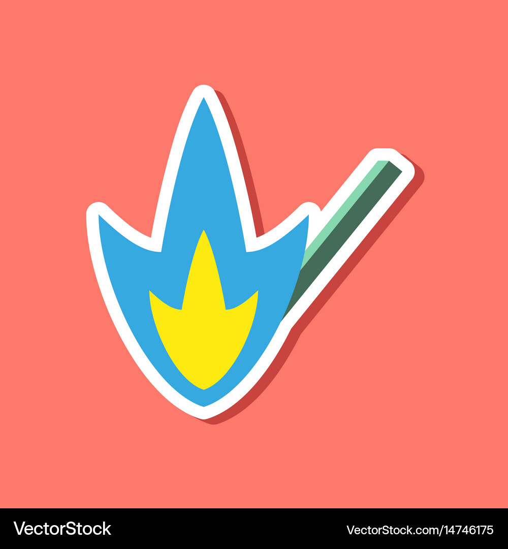 Paper sticker on stylish background match fire Vector Image