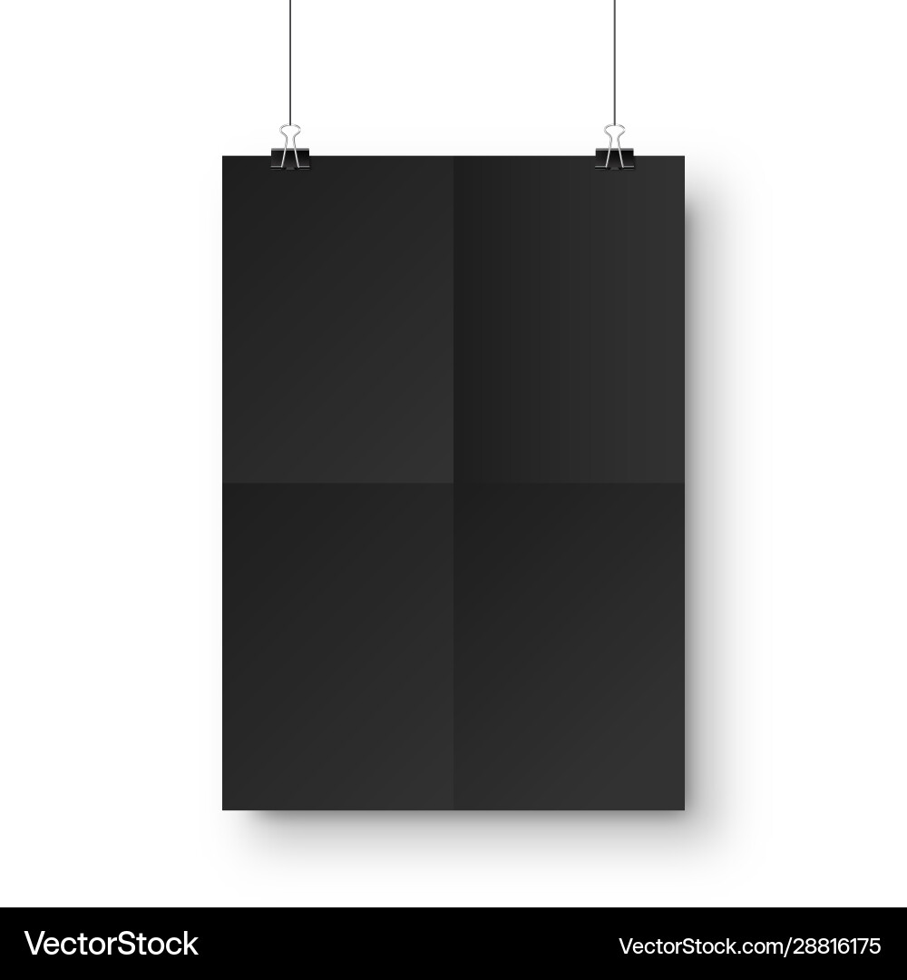 Realistic black hanging blank paper sheet Vector Image