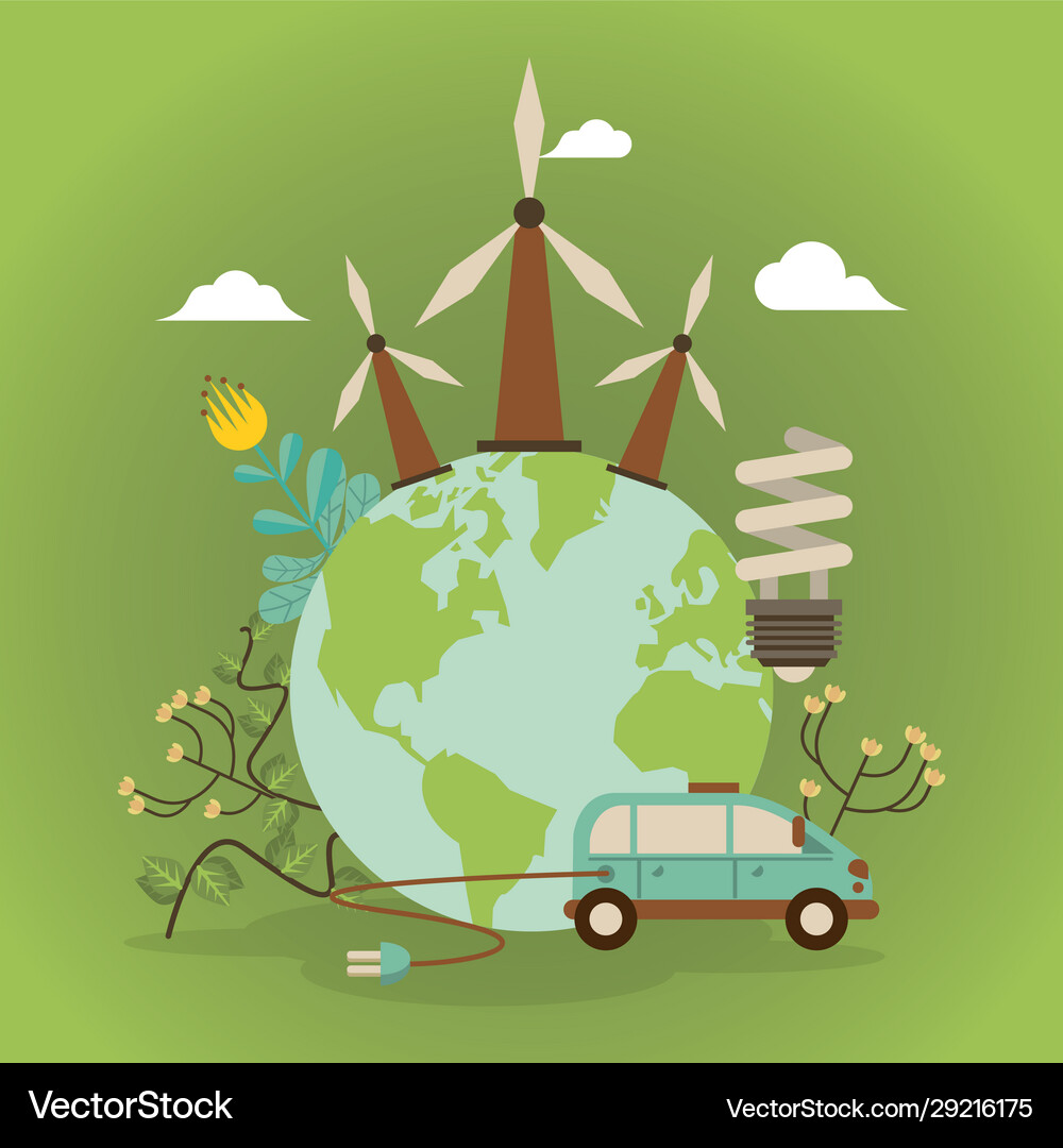 Save nature campaign with world planet Royalty Free Vector