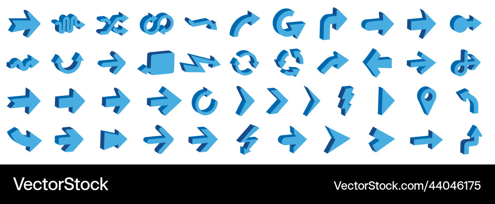 Set of blue 3d arrows Royalty Free Vector Image