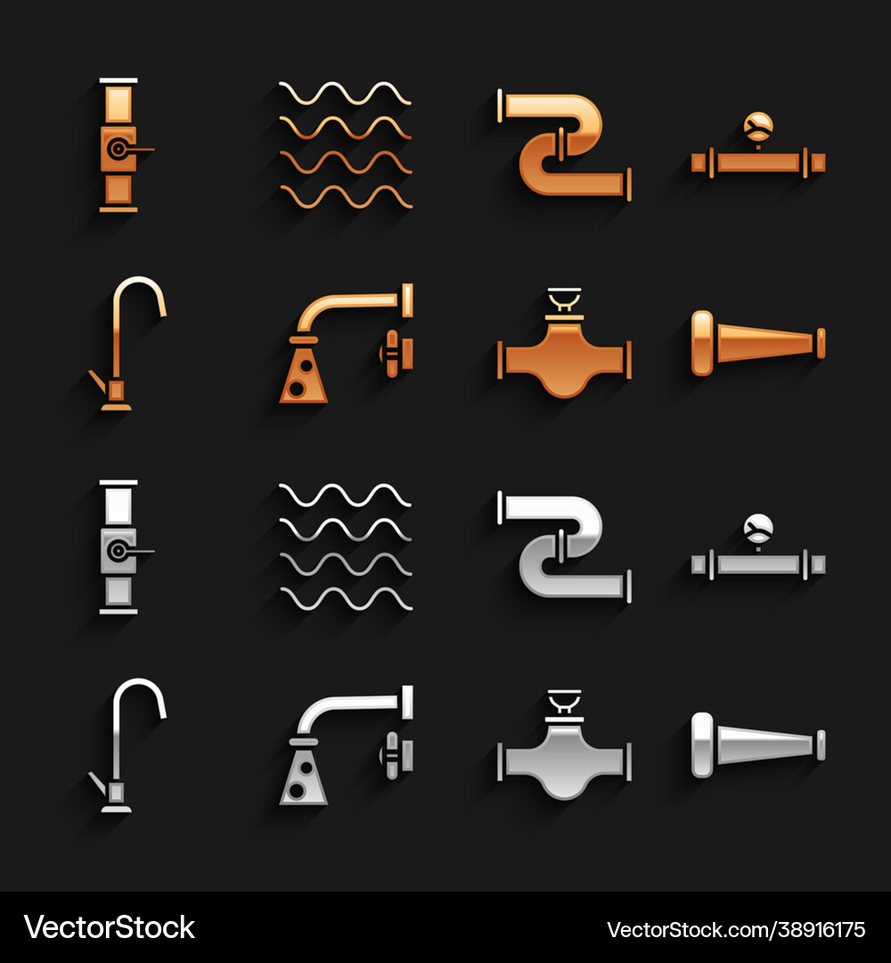 Set water tap industry pipe and manometer Vector Image