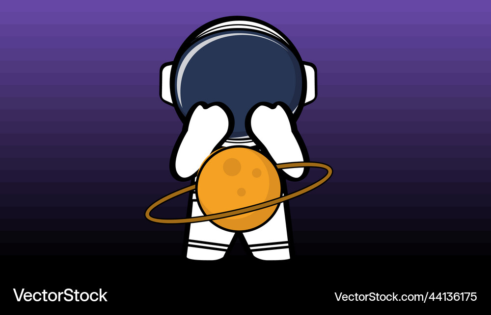 Standing astronaut kid cartoon poster Royalty Free Vector