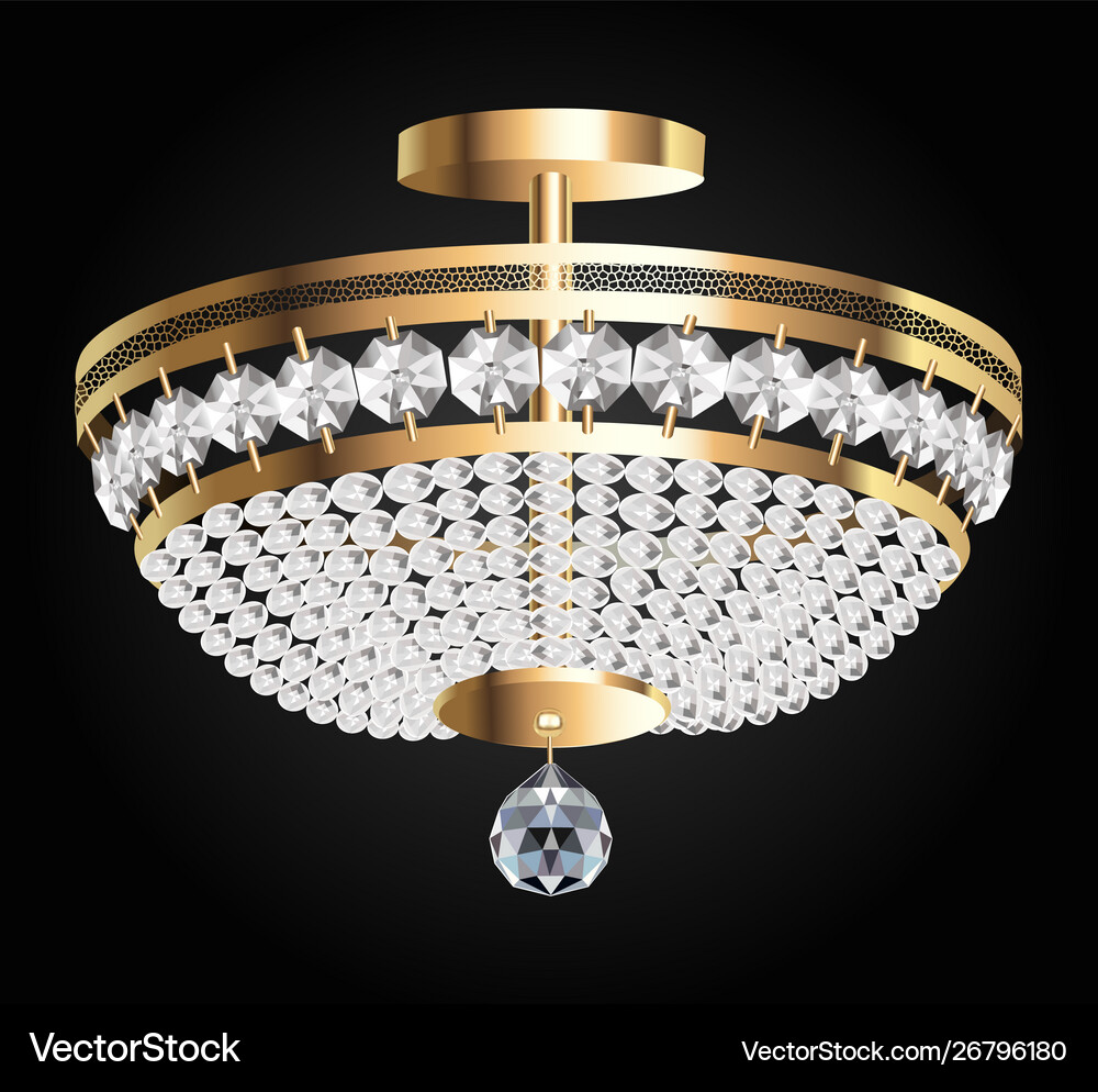 A crystal chandelier on dark background Royalty Free Vector