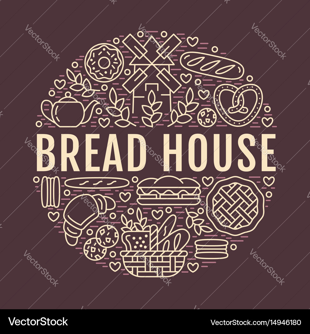 Bakery bread house poster template food Royalty Free Vector