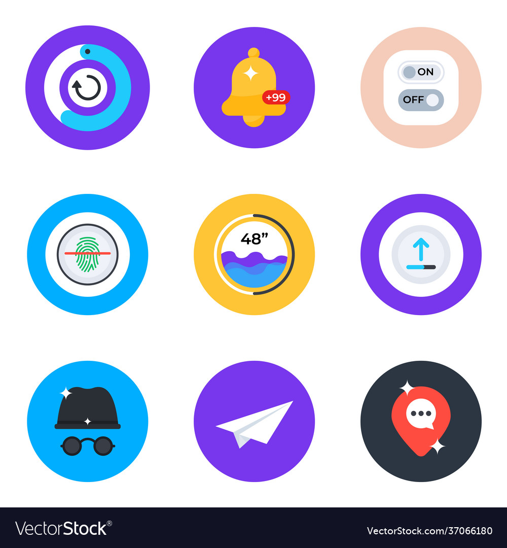 Editable flat icons web and mobile interface Vector Image
