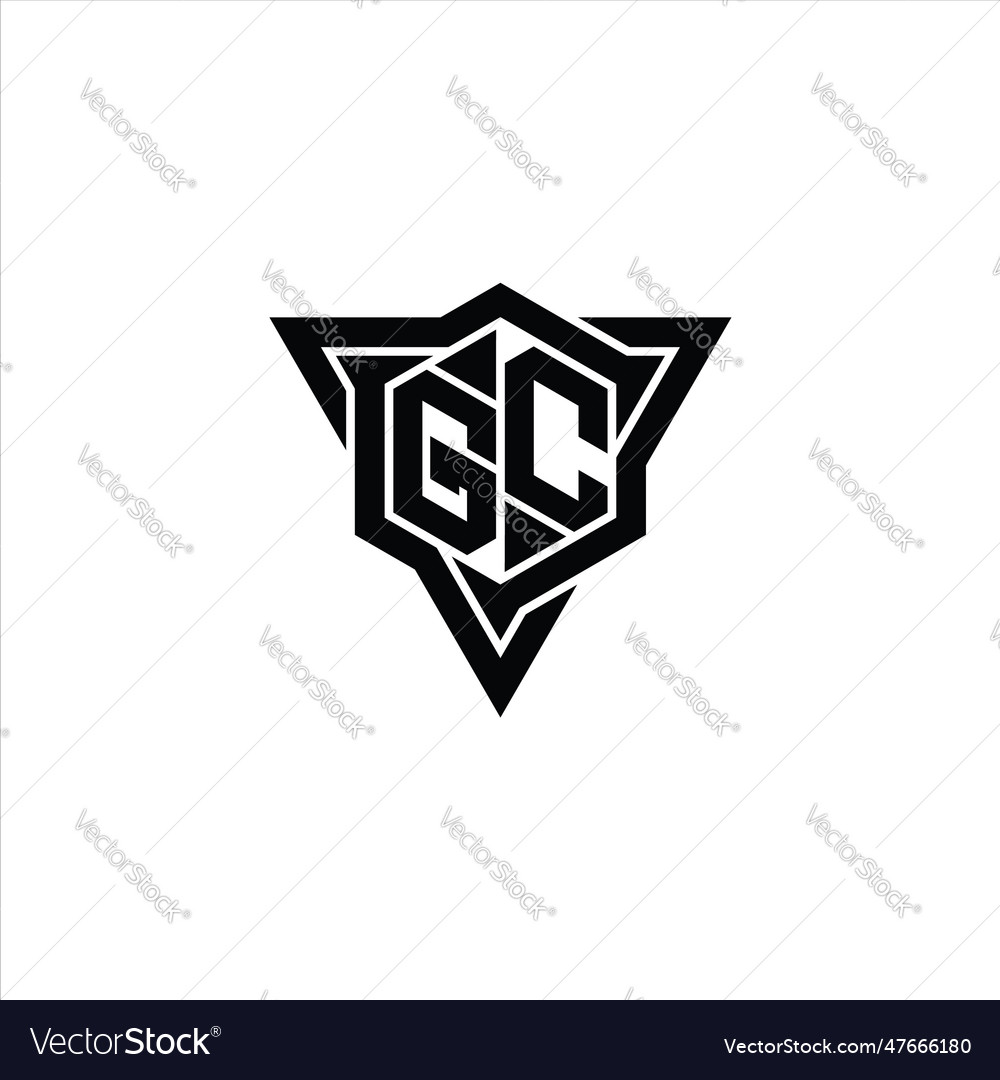 Gc logo monogram hexagon shape with triangle Vector Image