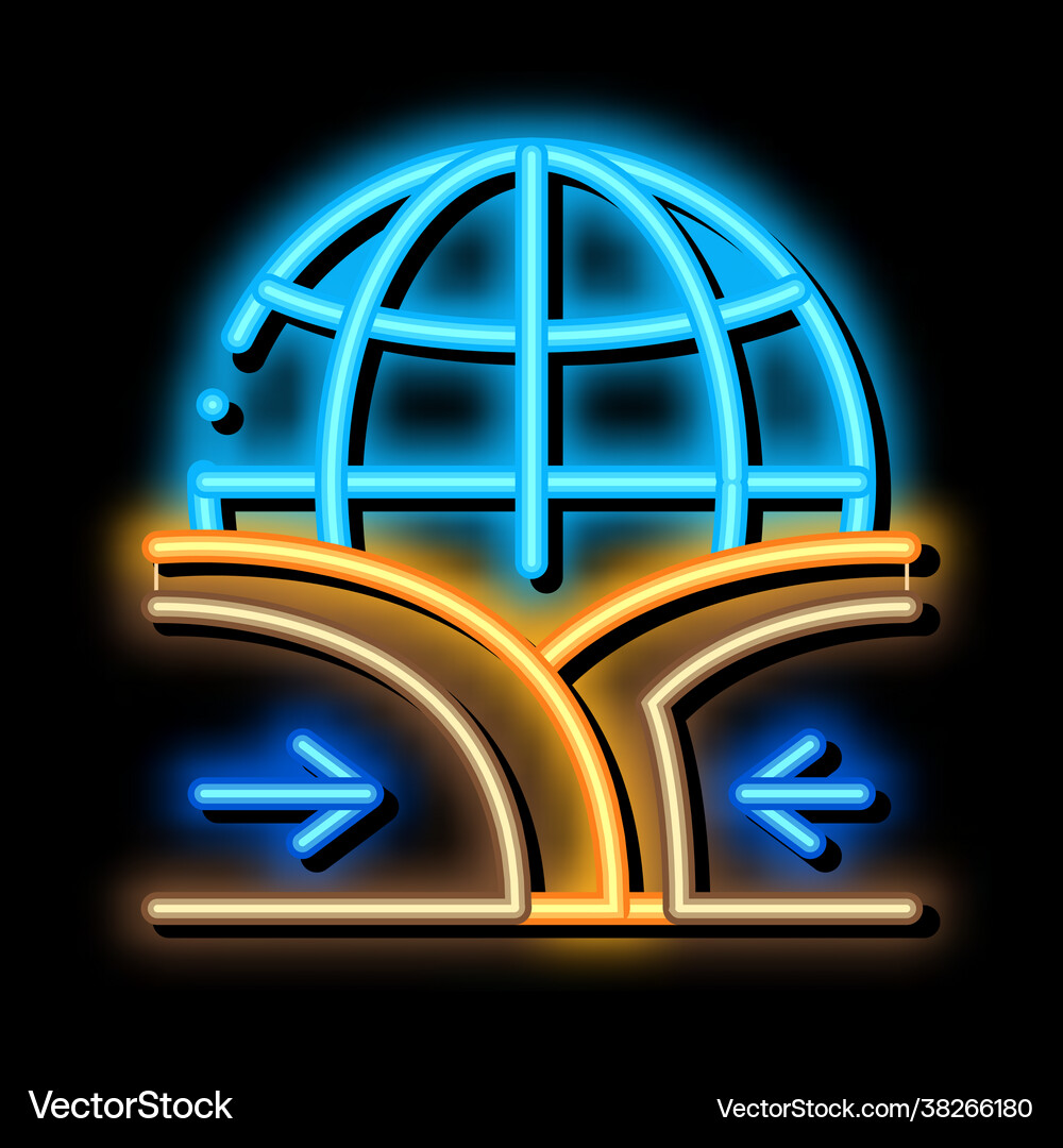 Global action ground movement neon glow icon Vector Image