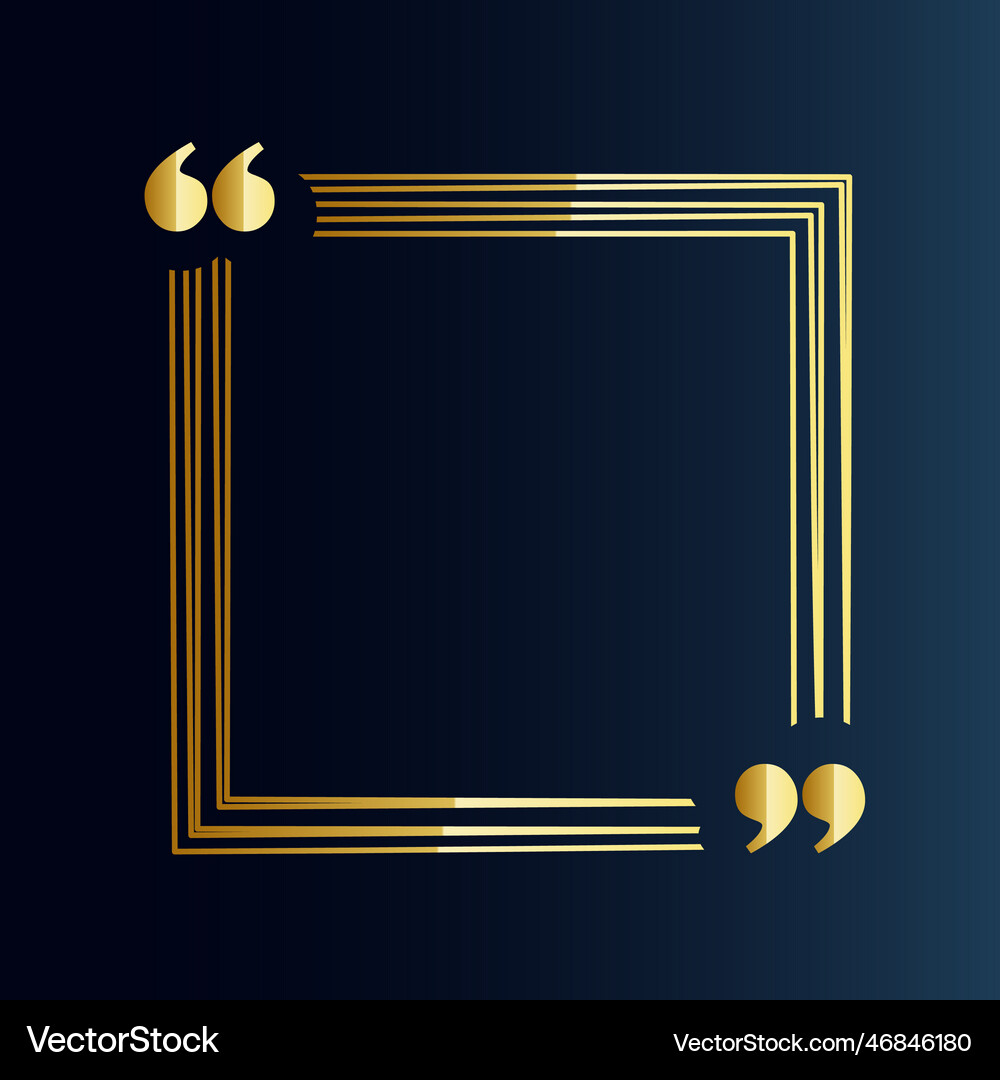 Golden quote text box template dialogue or comment