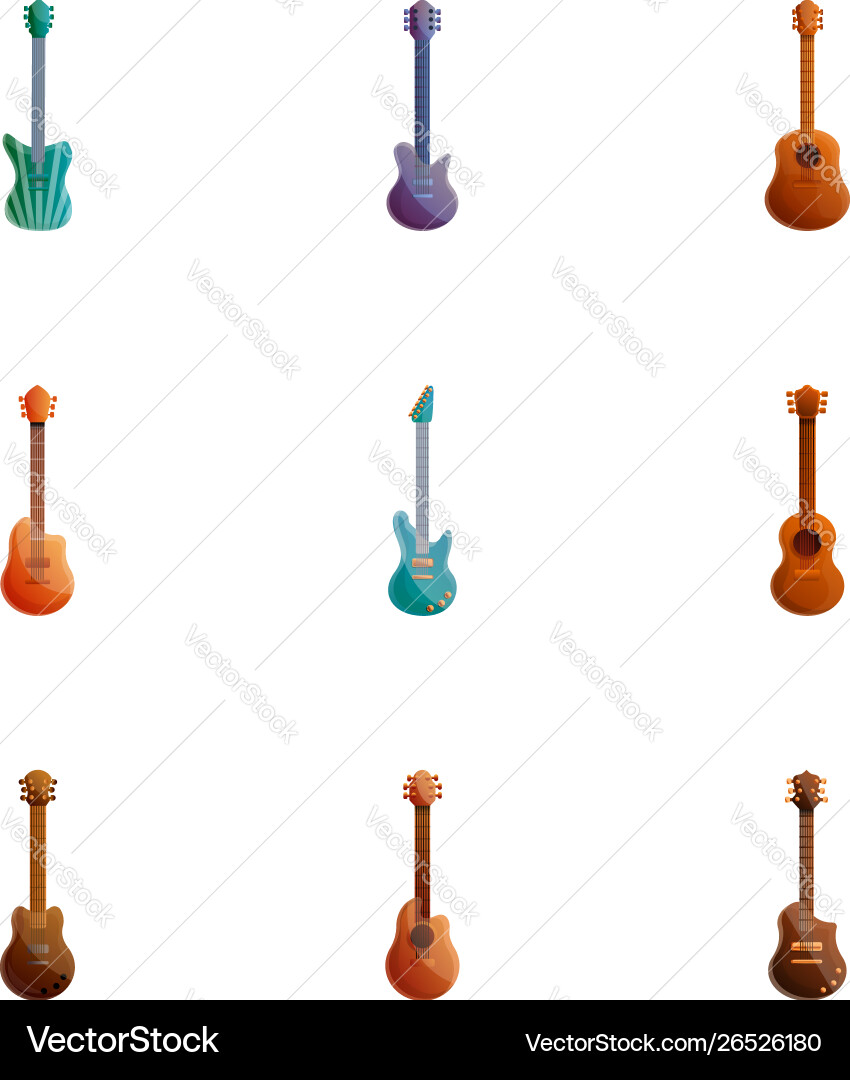 Guitar icon set cartoon style Royalty Free Vector Image