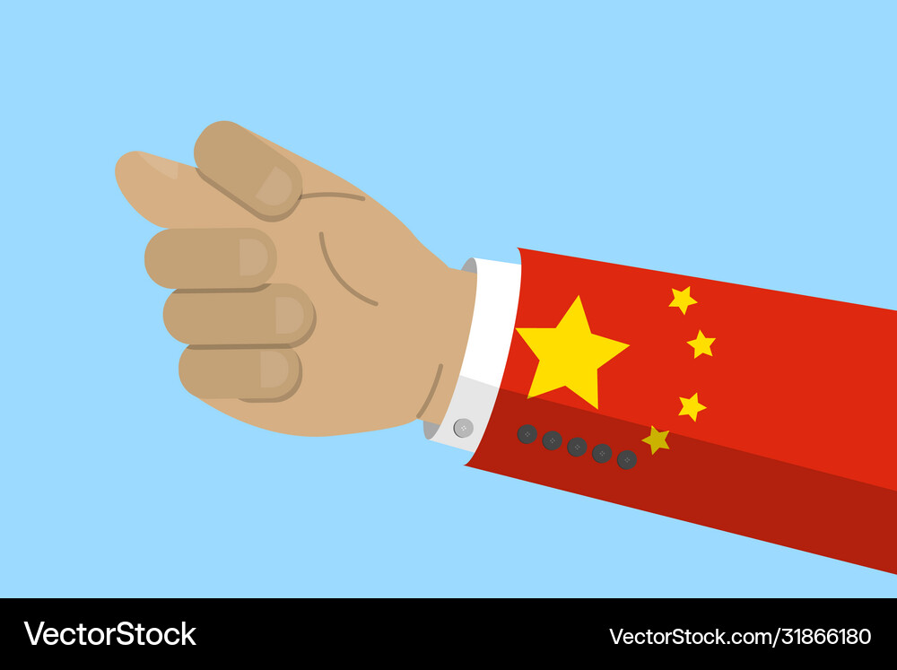 Hand gesture fig sign with flag china Royalty Free Vector