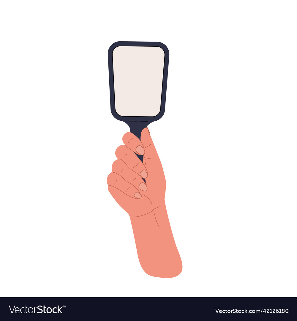 Hand holding rectangular shaped mirrorflat Vector Image