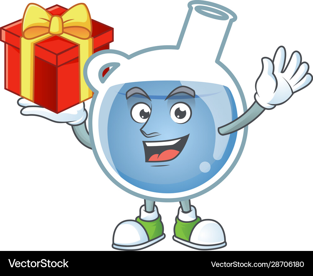 Happy face blue potion cartoon character having Vector Image