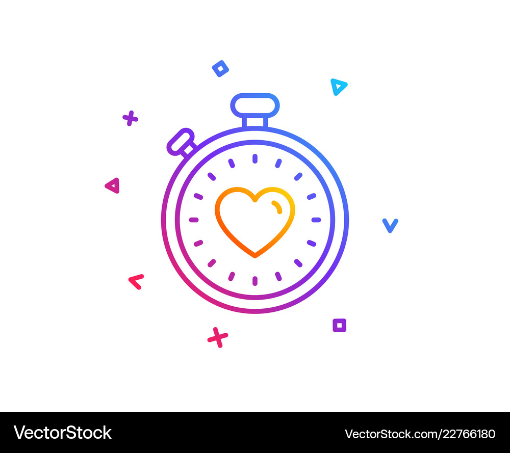 Heart in timer line icon love symbol Royalty Free Vector